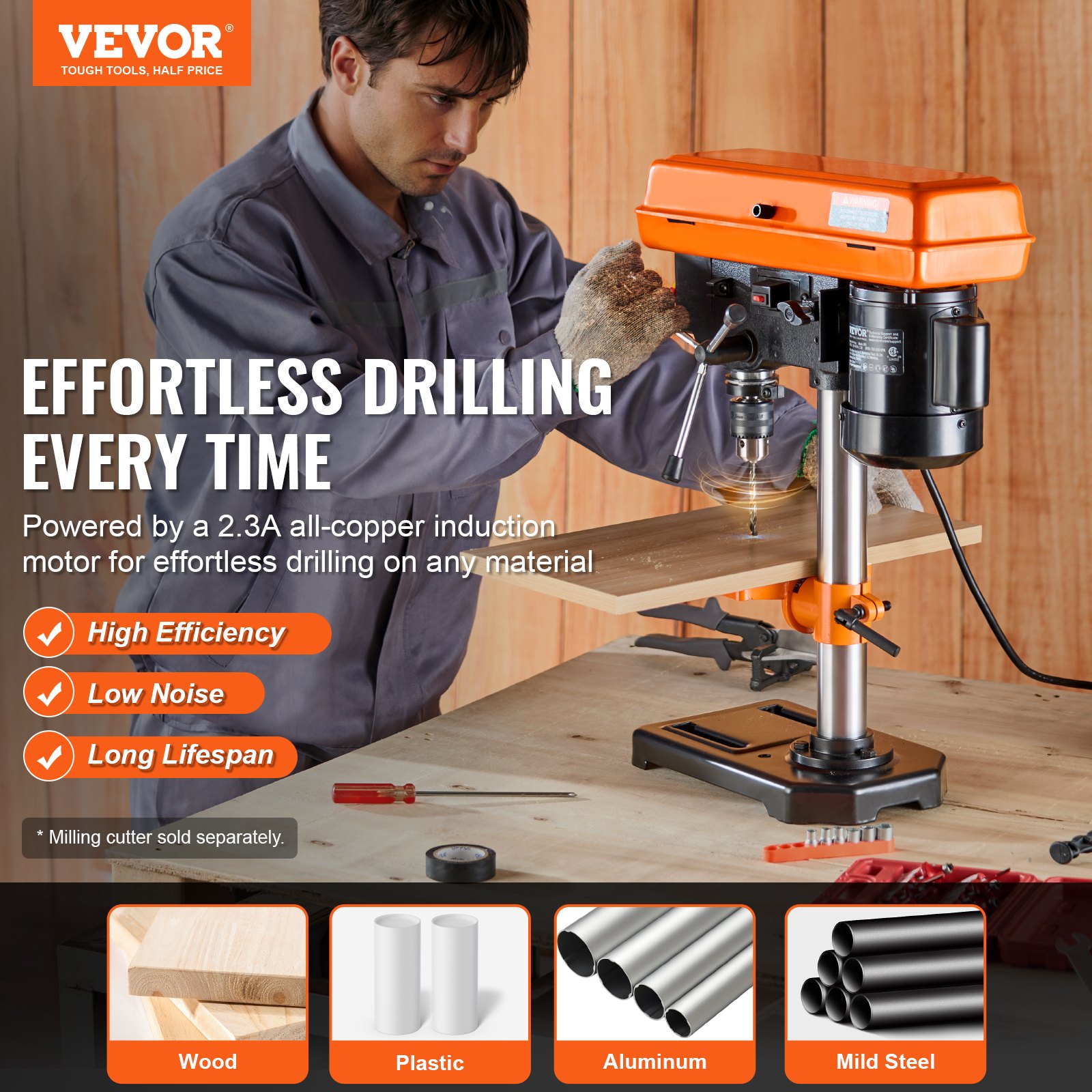 VEVOR 8 in Benchtop Drill Press Tabletop Drilling Machine 750-3200RPM ...