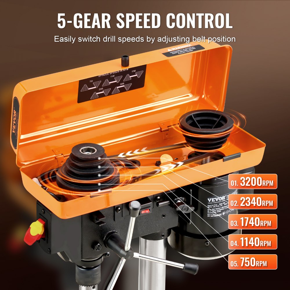 VEVOR Bench Drill Press 203.2mm 8-inch, 2.3A Induction Motor, 500W ...