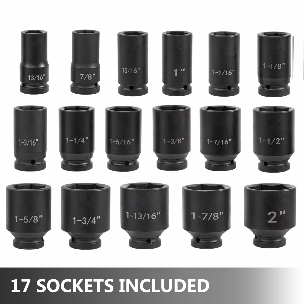 VEVOR Impact Socket Set 3/4 Inches 22 Piece Deep Impact Sockets, Socket ...
