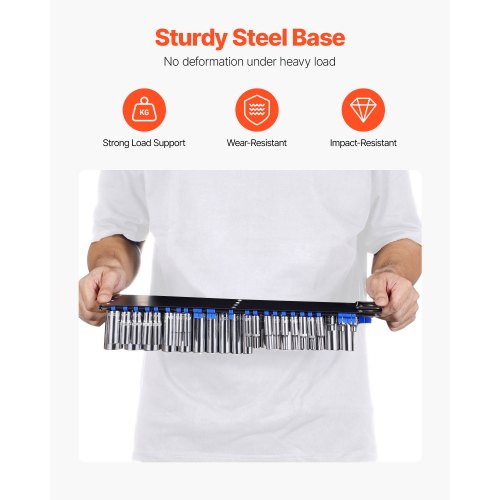 VEVOR Portable Socket Organizer Tray, 2PCS Metric & SAE Socket ...