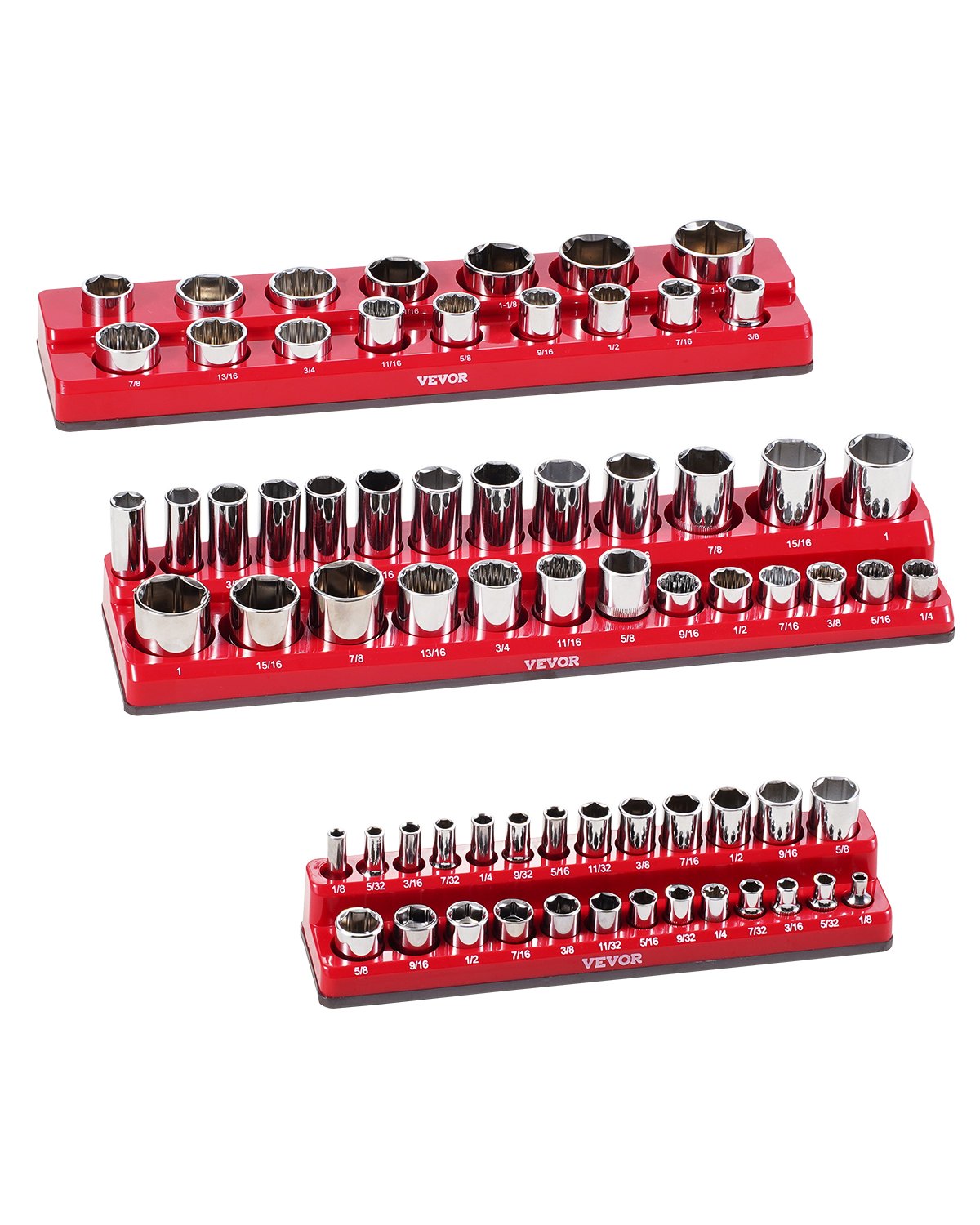 Magnetic Socket Organizer Set 3PCS Magnetic Socket Trays Red for SAE ...