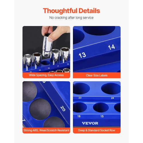 Magnetic Socket Organizer Set 4PCS Socket Trays Blue & Red for Metric ...