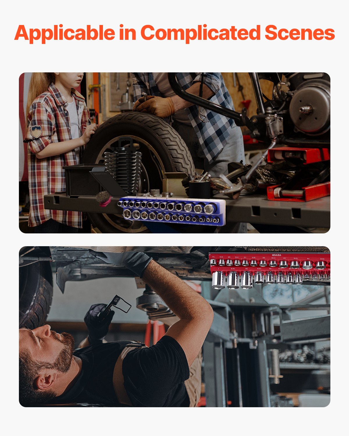 VEVOR Magnetic Socket Organizer Set, 4PCS Magnetic Socket Holder, 1/4 ...