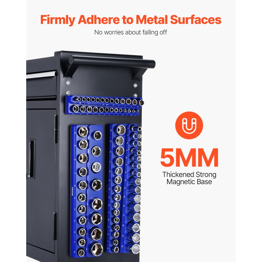 VEVOR Magnetic Socket Organizer Set, 6PCS Socket Holder, 1/4'', 3/8 ...