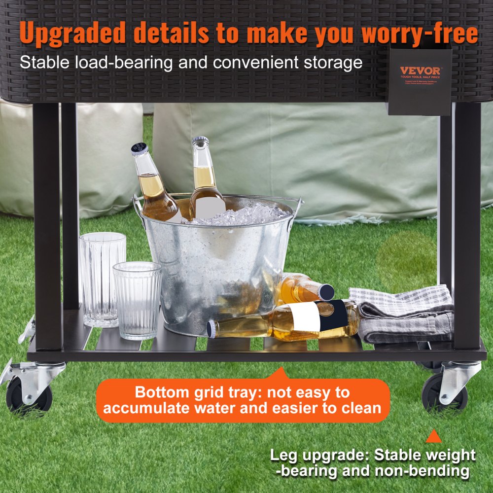 VEVOR Rolling Ice Chest Cooler Cart 80 Quart, Portable Bar Drink Cooler ...