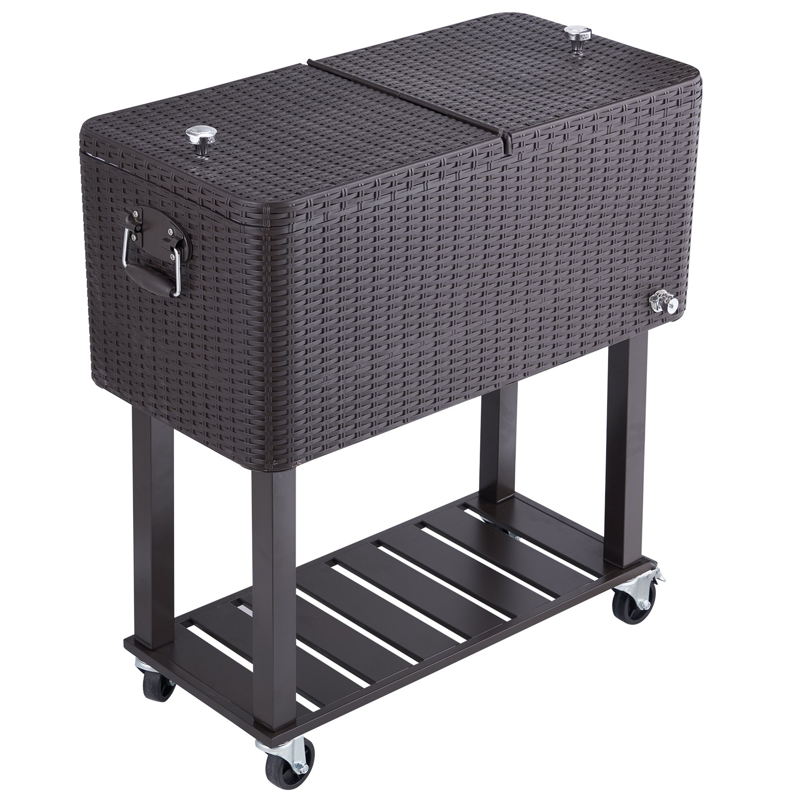 VEVOR Rolling Ice Chest Cooler Cart 80 Quart, Portable Bar Drink Cooler ...