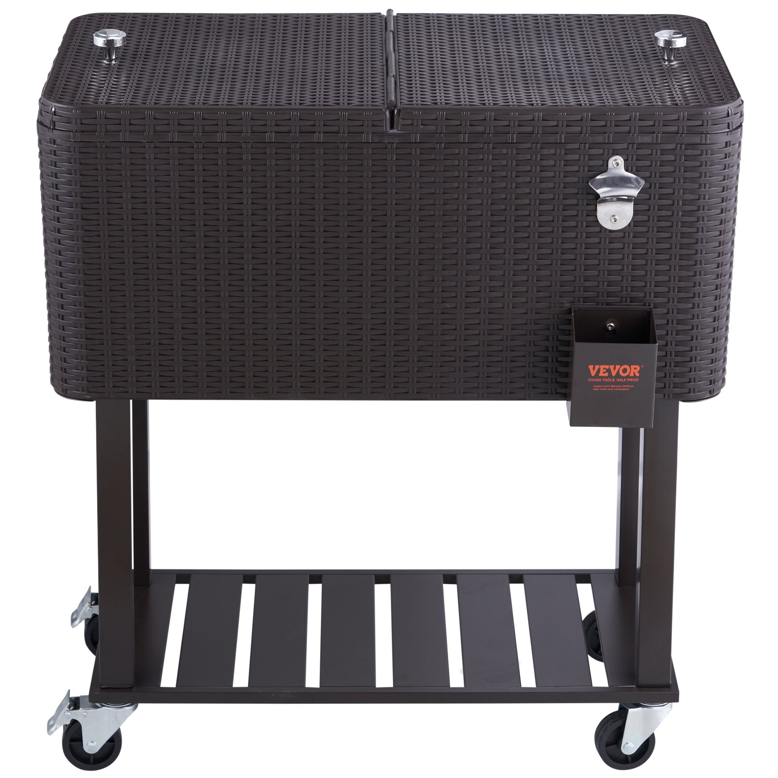 VEVOR Rolling Ice Chest Cooler Cart 80 Quart, Portable Bar Drink Cooler ...