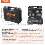 VEVOR Socket Set, 1/4" and 3/8" Drive Socket and Ratchet Set, 6-Point ...