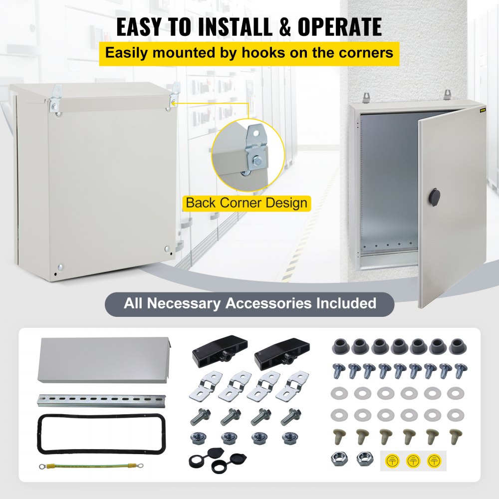 VEVOR Electrical Enclosure, 20'' x 16'' x 10'', UL Certified NEMA 4 ...