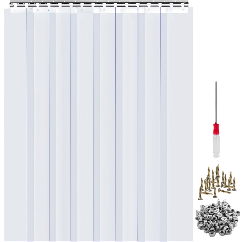 VEVOR Plastic Curtain Plastic Strip Curtain 4 ft Width x 7 ft Height ...