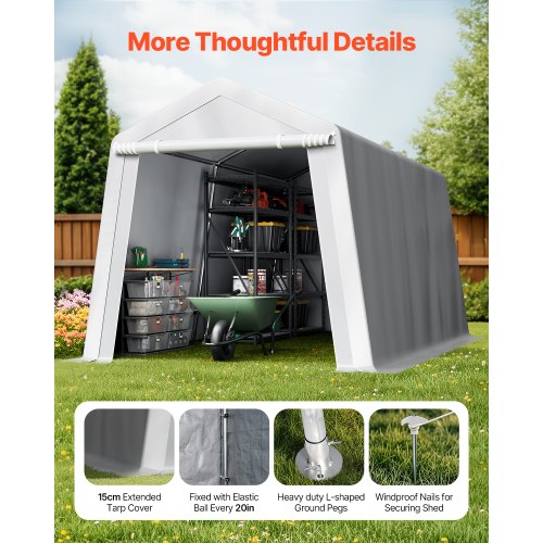 Outdoor Storage Shelter Shed 8x14 ft Waterproof Portable Canopy Carport ...