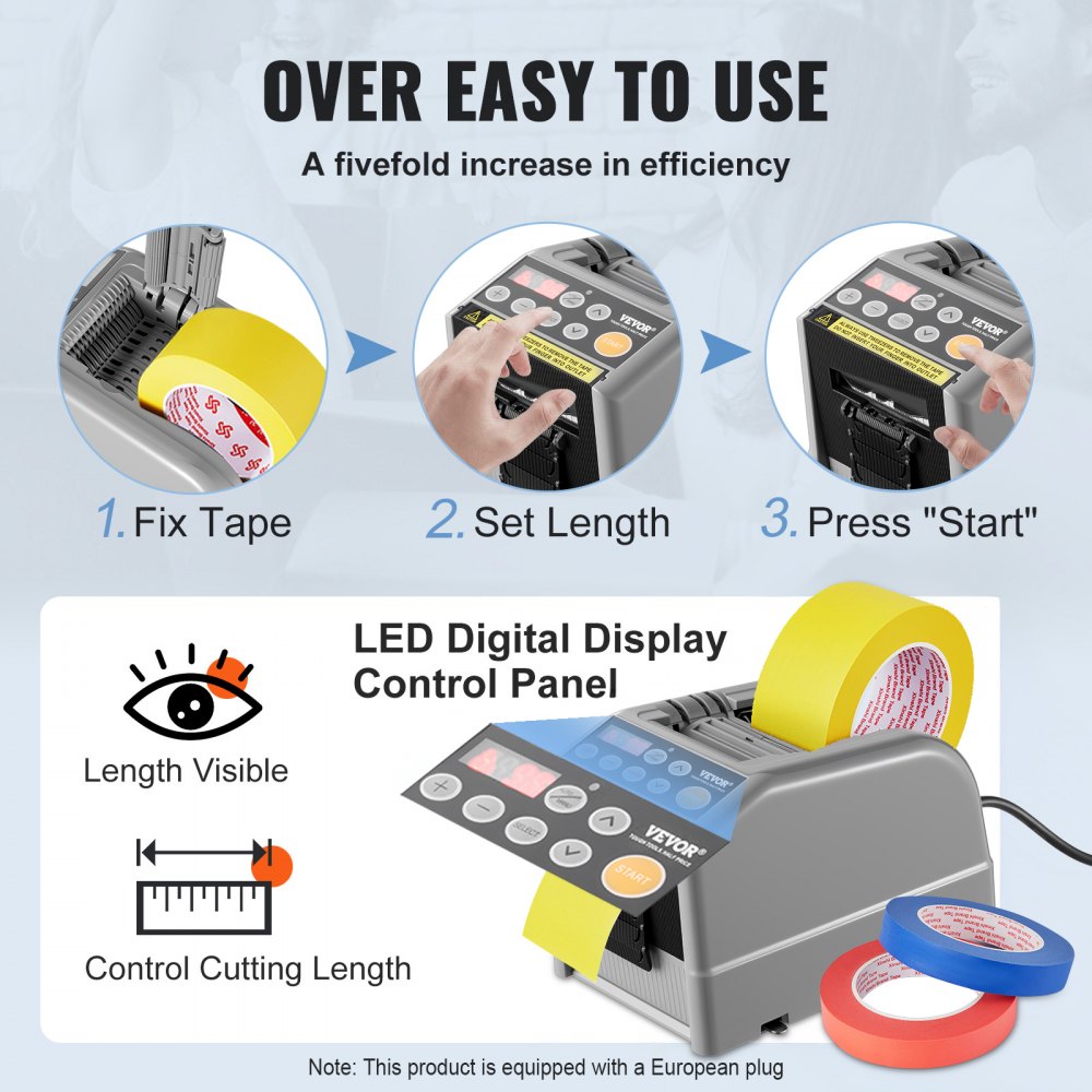 VEVOR Zcut-9 Automatic Tape Dispenser Adhesive Electric Tape Cutter ...