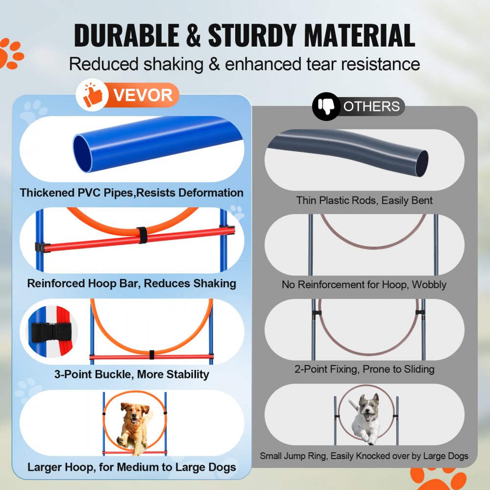 VEVOR Dog Agility Training Equipment – 4 PCS, 3 Jump Bars