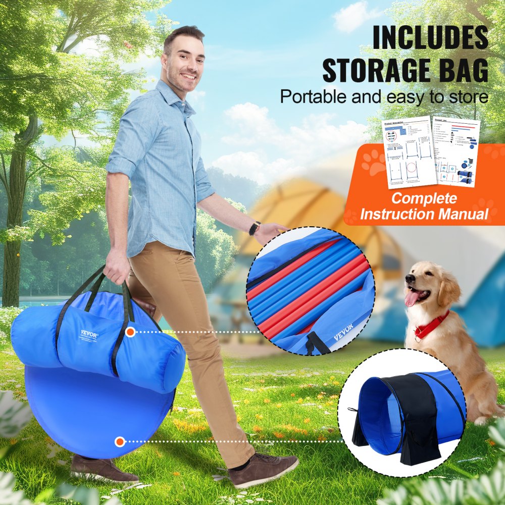VEVOR Dog Agility Training Equipment, 7 PCS Set w/ Adjustable High ...