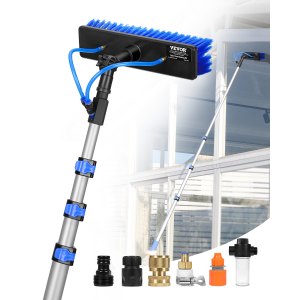 Water Fed Pole Kit 20FT Solar Panel Cleaning Pole 180° Rotatable Brush ...