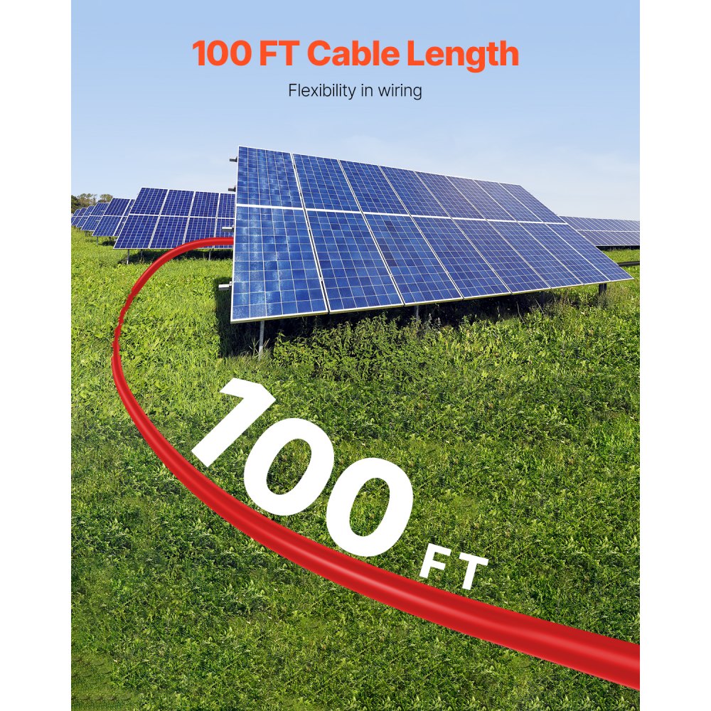 VEVOR Solar Panel Extension Cable – 100FT, 10AWG, 6mm²