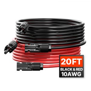 20FT Solar Panel Extension Wire with Female & Male Connectors 10AWG 1 ...