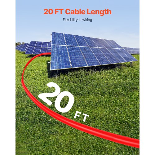 20FT Solar Panel Extension Wire with Female & Male Connectors 10AWG 1 ...