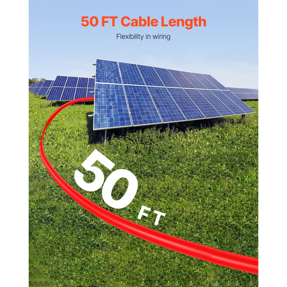 VEVOR 50FT Solar Panel Extension Cable, 10AWG Solar Extension Cable ...
