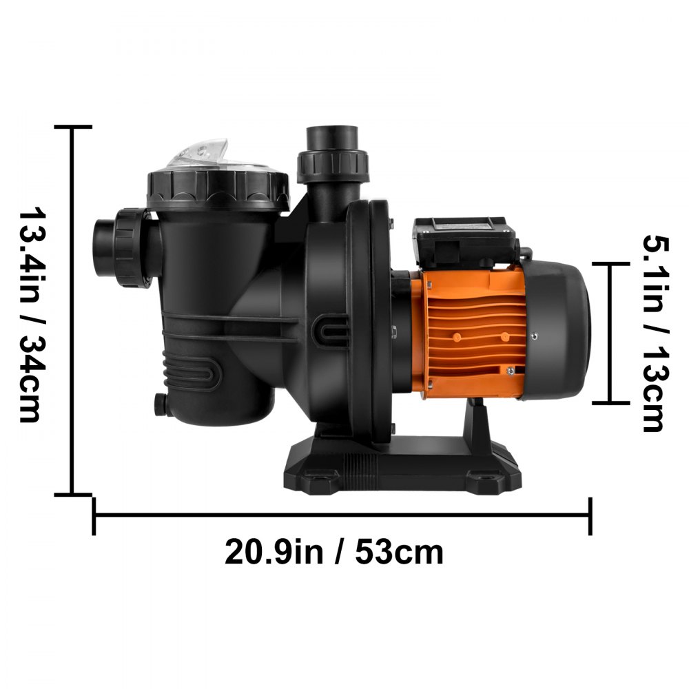 VEVOR Pool Pump Swimming Pool Pump 48V DC/500W Solar Water Pump 49 FT ...