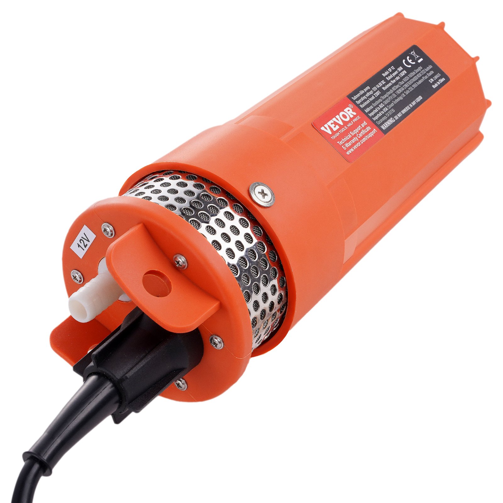VEVOR Solar Water Pump, 12V DC 96W Submersible Deep Well Pump, Max Flow ...