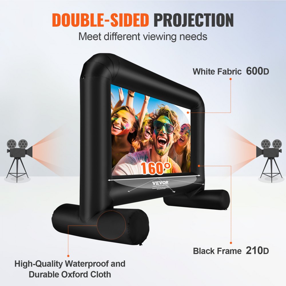 VEVOR Inflatable Movie Screen, 14 FT （168inch）Inflatable Projector ...