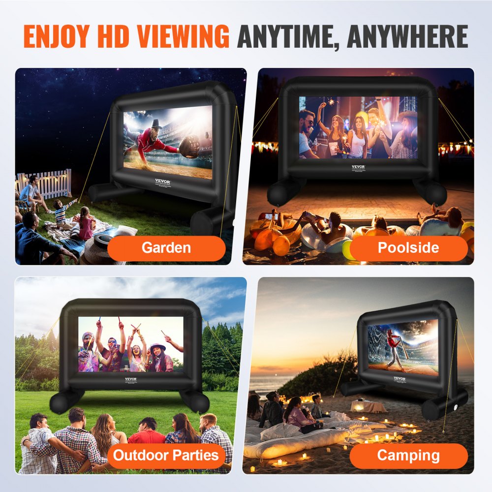 VEVOR Inflatable Movie Screen, 14 FT （168inch）Inflatable Projector ...