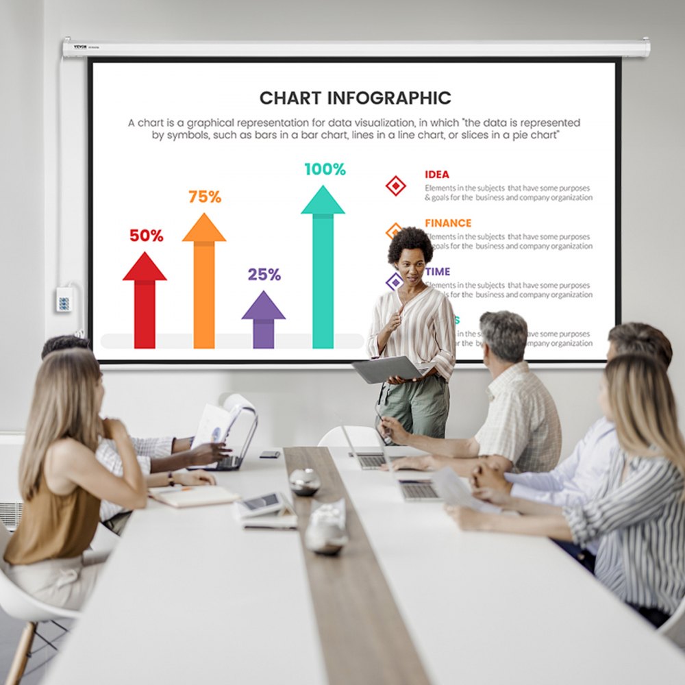 VEVOR Motorized Projector Screen 100 inch, 16:9 4K 1080 HD Automatic ...