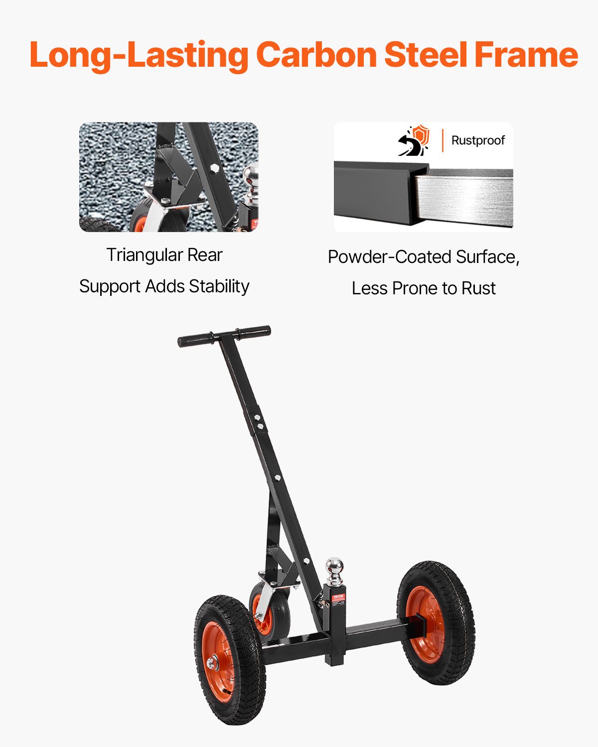 Heavy-Duty Trailer Dolly, 1000lbs Tongue Weight Capacity, Carbon Steel ...