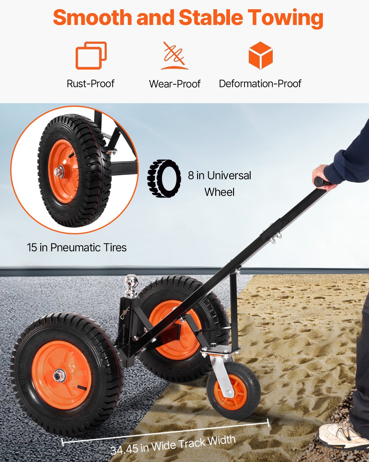 VEVOR Trailer Dolly, 1200lbs Tongue Weight Capacity, Carbon Steel ...