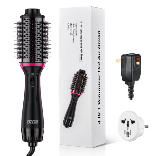 VEVOR Hair Blow Dryer Brush Dual Voltage Hot Air Styler with 2.56" Oval ...
