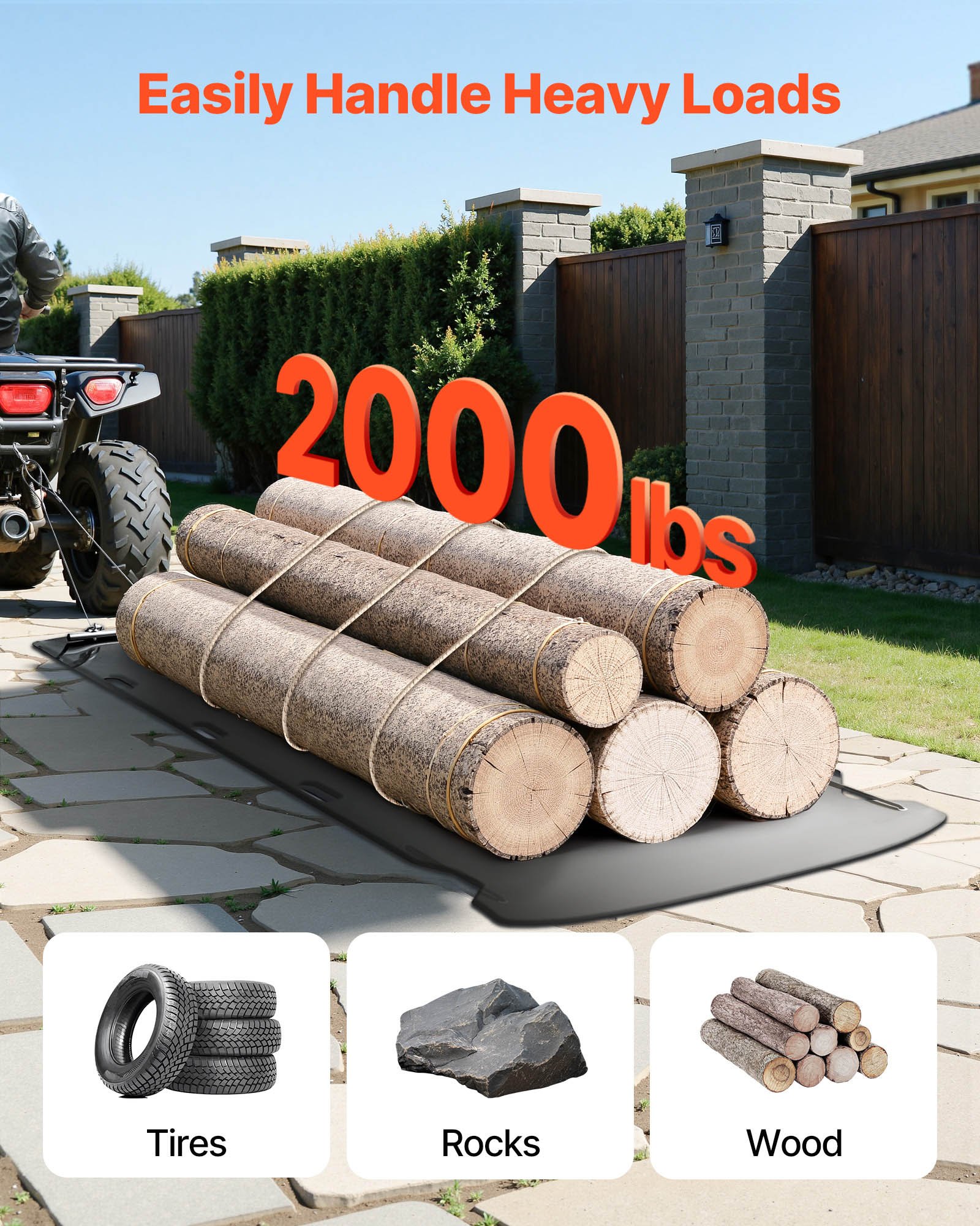 VEVOR Utility Sled — Heavy-Duty 2000lb Yard Drag Sled