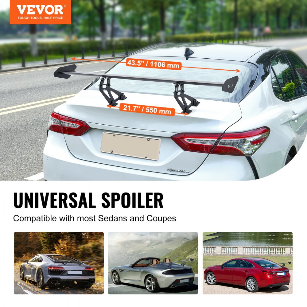 VEVOR GT Wing Car Spoiler, 43.3 inch Universal Spoiler with Single Deck ...
