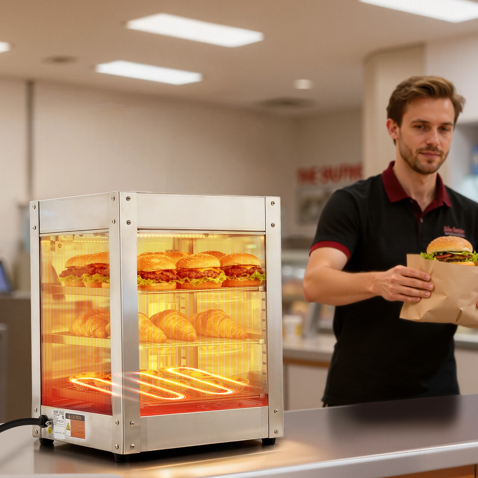 VEVOR Commercial Food Display Warmer – 3Tier, 800W, 86-185°F