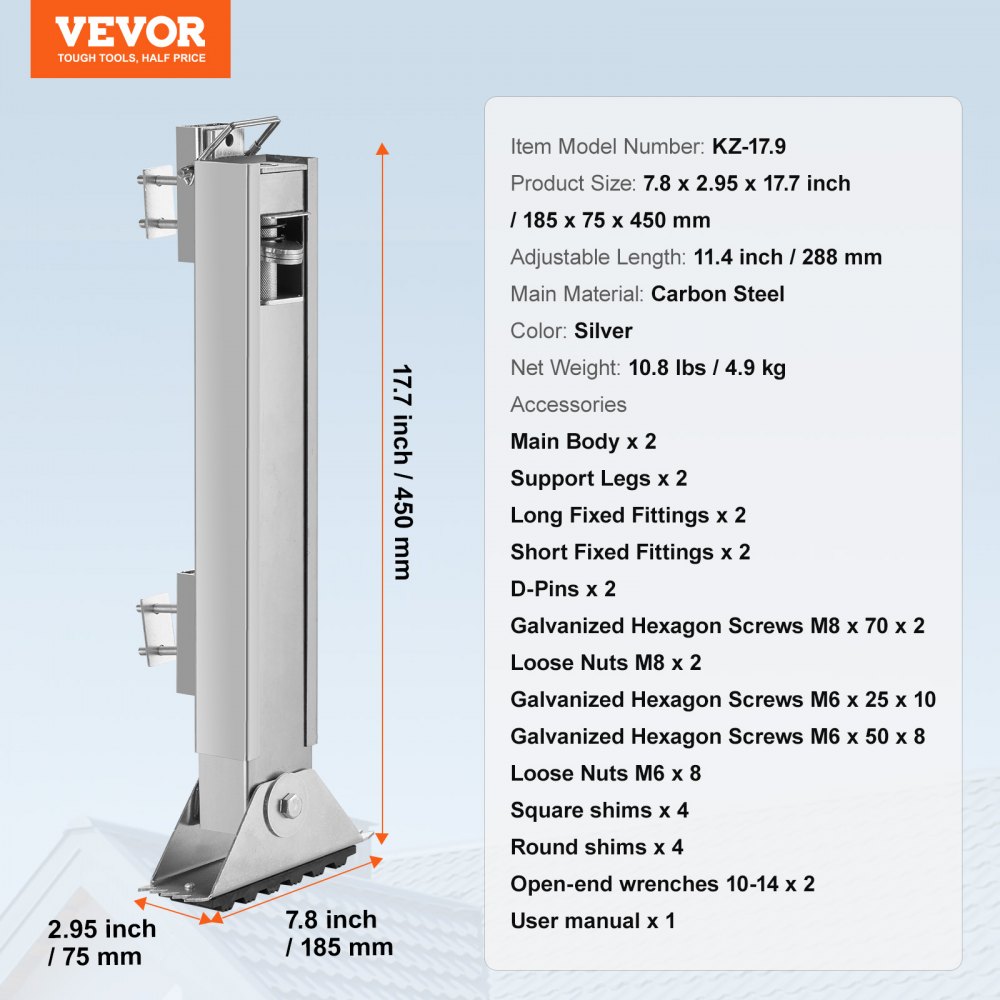VEVOR Ladder Levler, 11.4 inch Expansion Length Steel Ladder Leveling ...