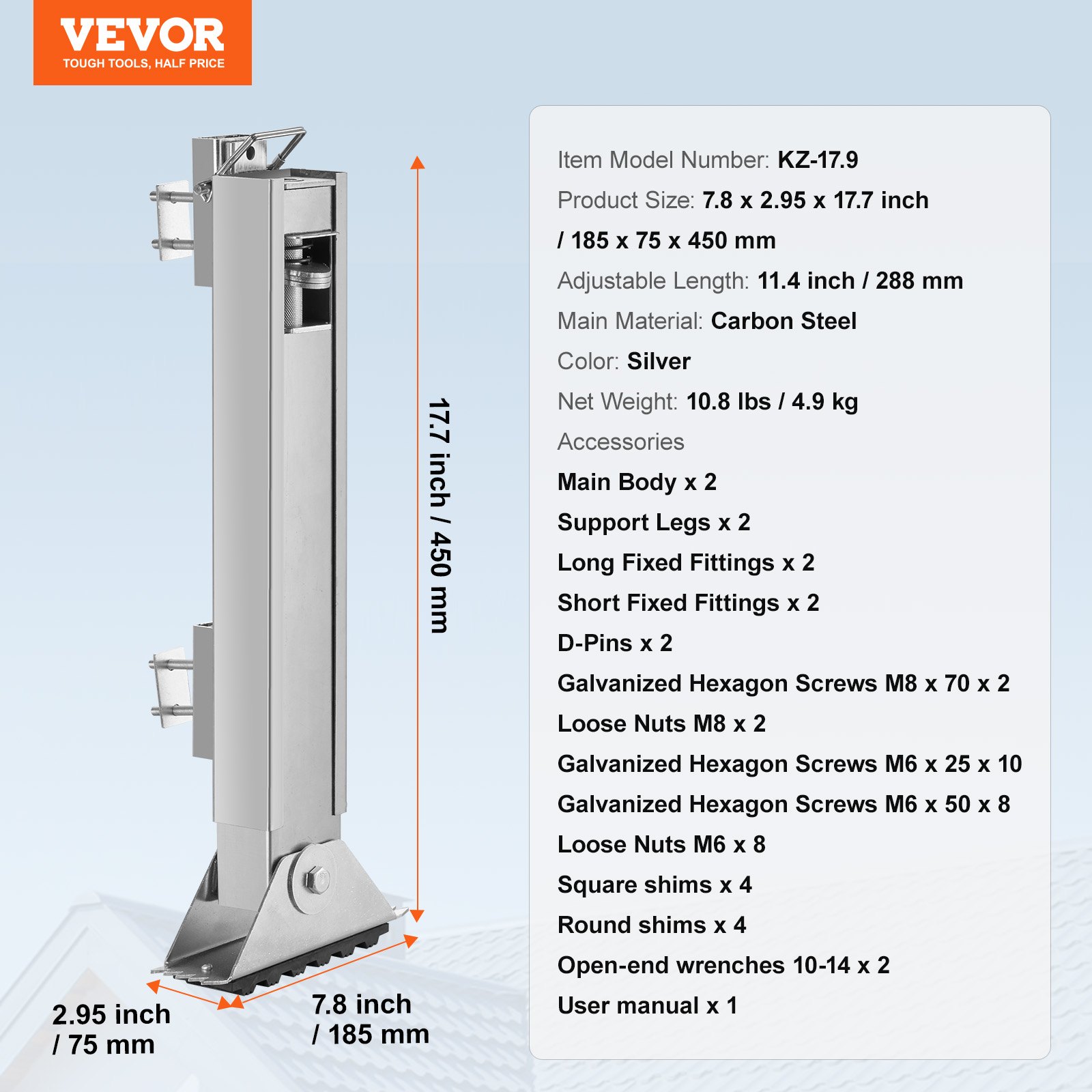VEVOR Ladder Levler 11.4 inch Expansion Length Leveling Tool Quick ...