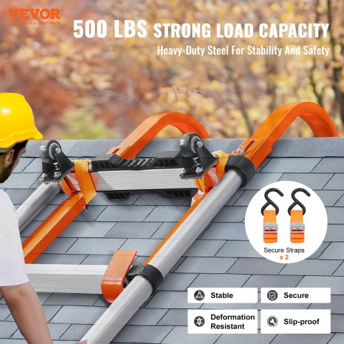 VEVOR Ladder Roof Hook, 2 Pack with Wheel Heavy Duty Steel Ladder ...
