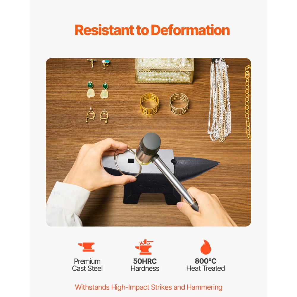 VEVOR Cast Steel Anvil, 22 Lbs(10kg) Single Horn Anvil with Large ...