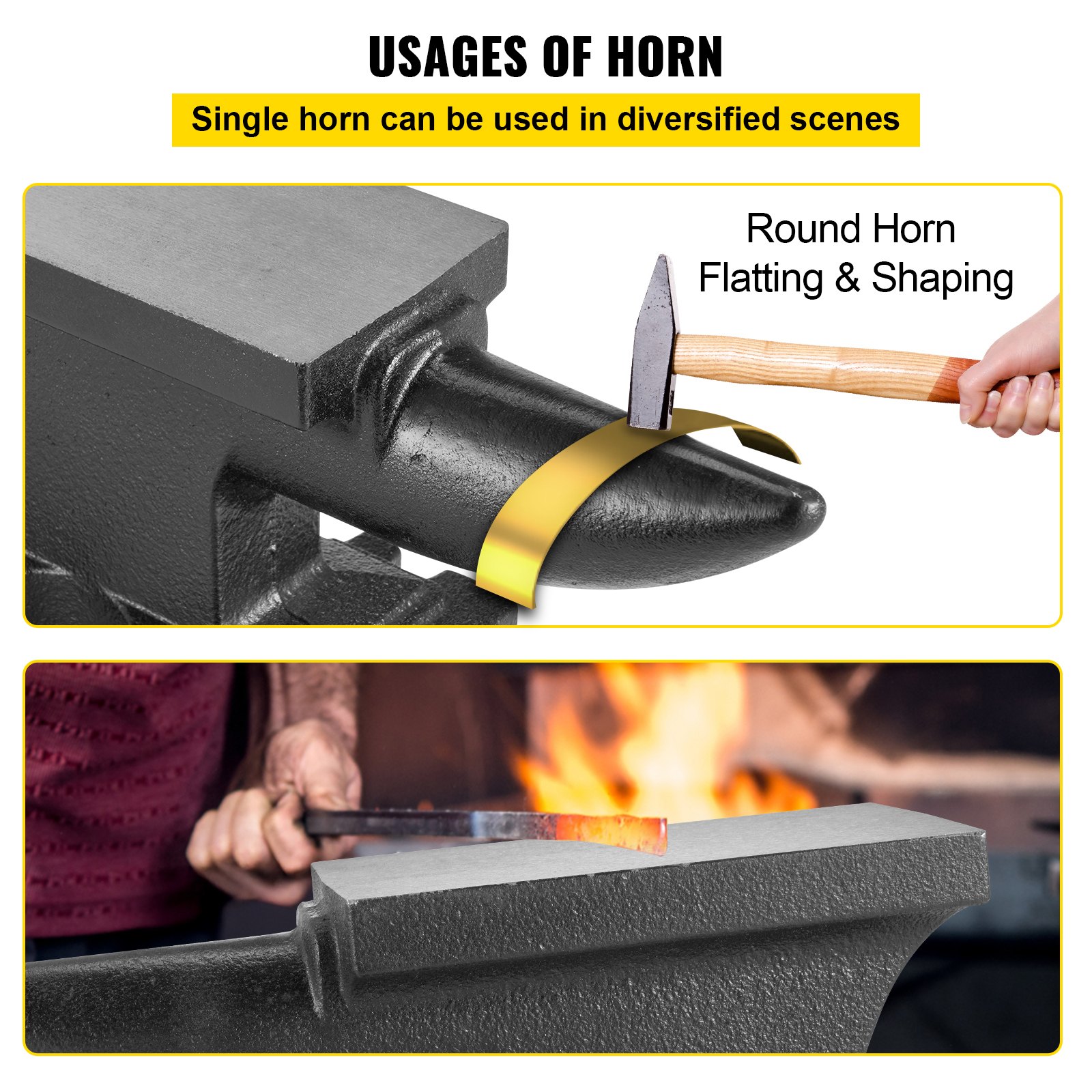 VEVOR Cast Iron Anvil, 25 Lbs(11kg) Single Horn Anvil with 6.8 x 3.5 ...