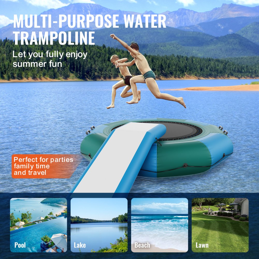 VEVOR Inflatable Water Bouncer, 10ft Recreational Water Trampoline ...
