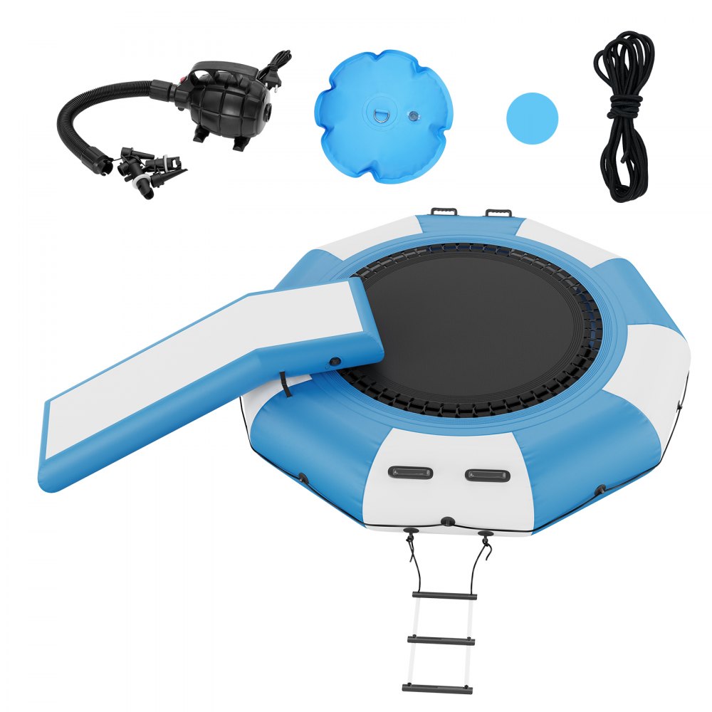 VEVOR 10ft Inflatable Water Trampoline Swim Platform Bounce with Slide ...