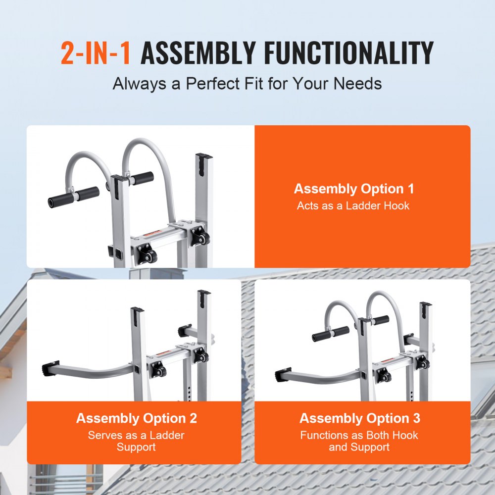 VEVOR 2 in 1 Ladder Stabilizer Extension Wall Standoff Hook Roof Ridge ...