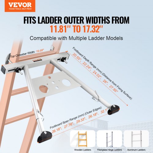 VEVOR Ladder Stabilizer Adjustable Feet Extension Standoff Heavy Duty ...