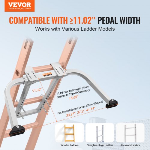 VEVOR Ladder Stabilizer with Wing Span Heavy Duty Steel Roof Hook ...