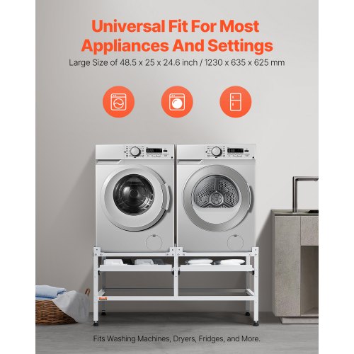 Washing Machine Stand Pedestal 48.5x25 Inch 590LB with Double Tray ...
