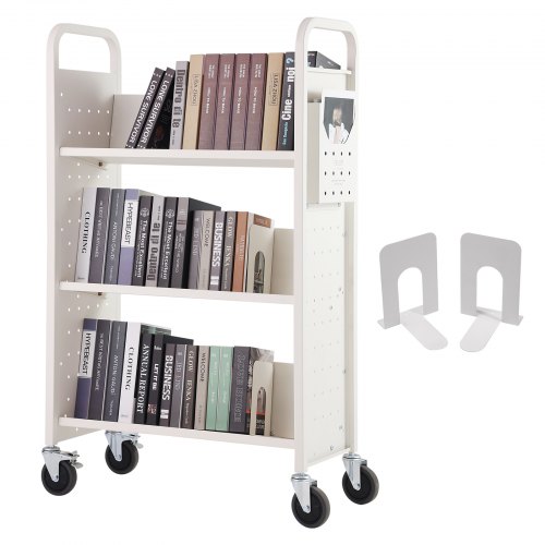 VEVOR Book Cart, 330 lbs Library Cart, 31.1" x 15.2" x 49.2" Rolling ...