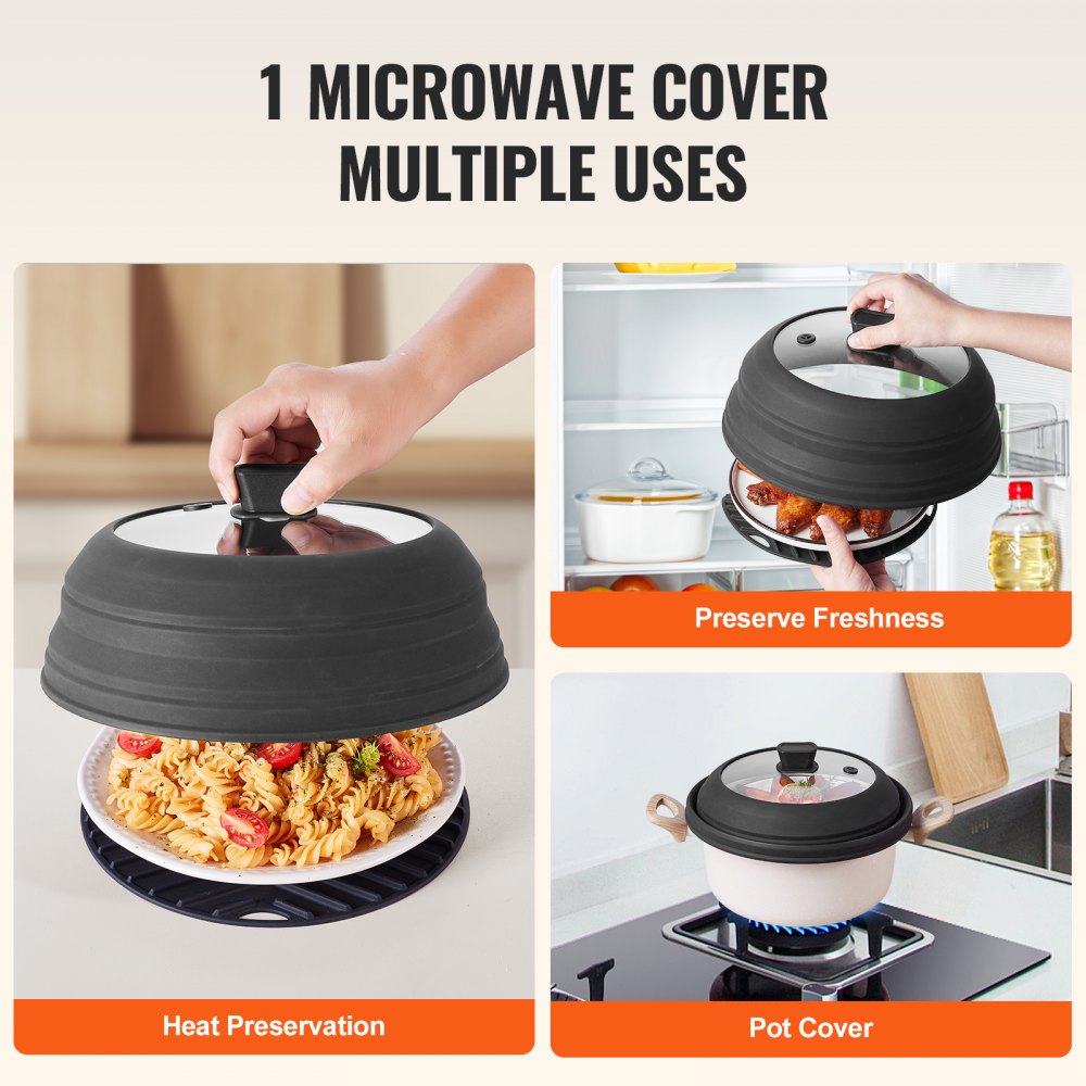 VEVOR Microwave Splatter Cover & Mat – 10.8", 500°F