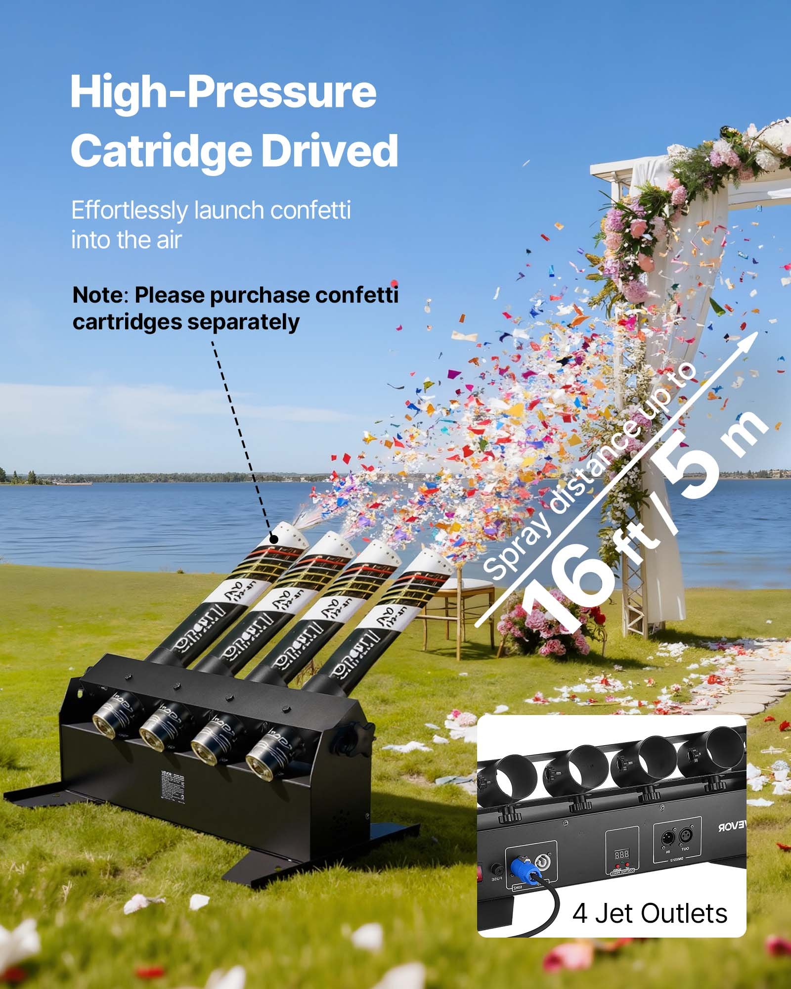 VEVOR Electric Confetti Cannon Machine, High Output 4-Shot Confetti ...