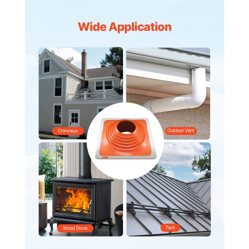 Metal Roof Pipe Flashing Boot Fits 10"-18" Pipe High Temp Flexible Red ...