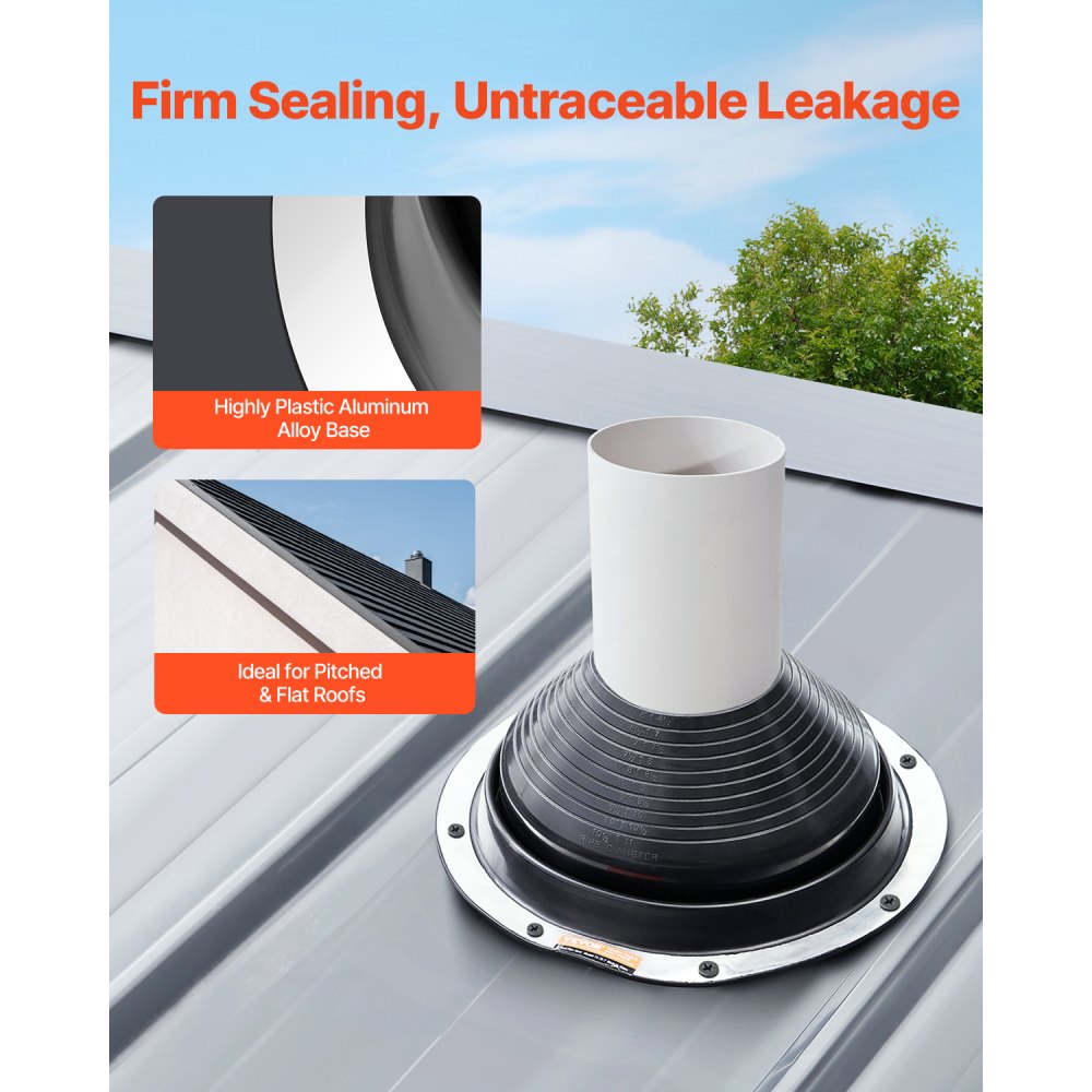 VEVOR 2 Pcs Roof Pipe Flashing Boots, Fit Pipe OD 6" to 11", Flexible ...